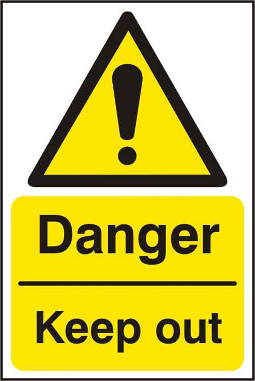 "Danger Keep Out" Sign - White/Yellow Self Adhesive Vinyl - 200X300mm ...