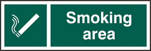 "Smoking Area" Sign - Green Rigid PVC - 300X100mm (5 Pack)