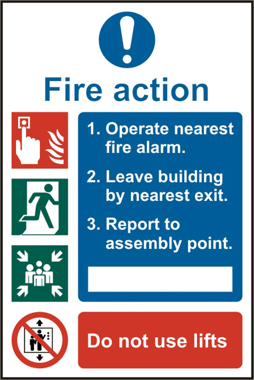 "Fire Action Procedure" Sign - White Rigid PVC - 200X300mm (5 Pack)