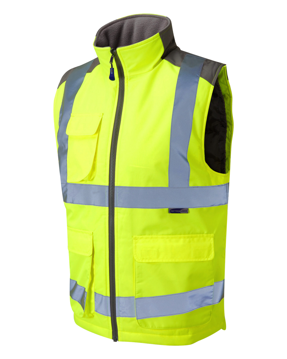 Leo Workwear TORRINGTON ISO 20471 Class 2 Bodywarmer - Hi Vis Yellow
