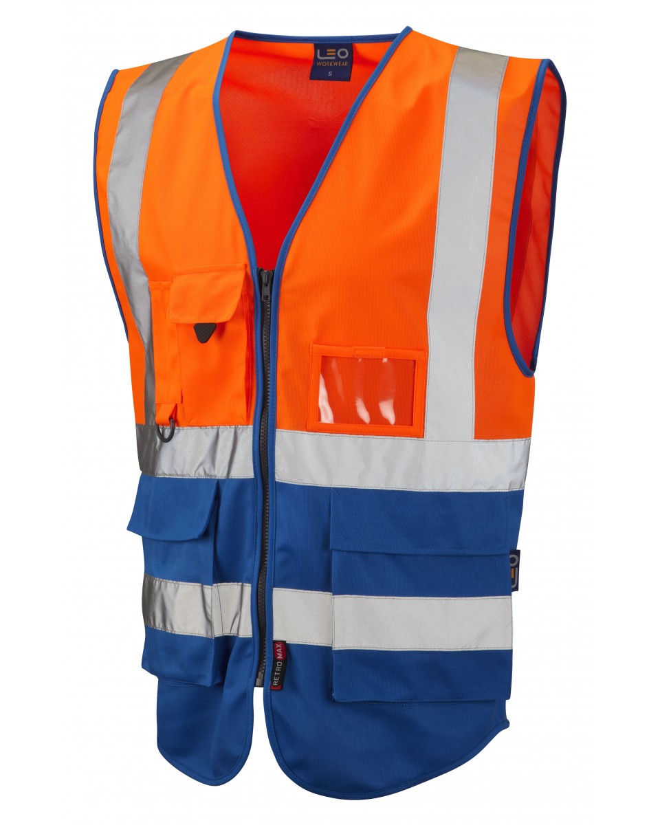 Leo Workwear LYNTON ISO 20471 Class 1 Superior Waistcoat - Hi Vis ...