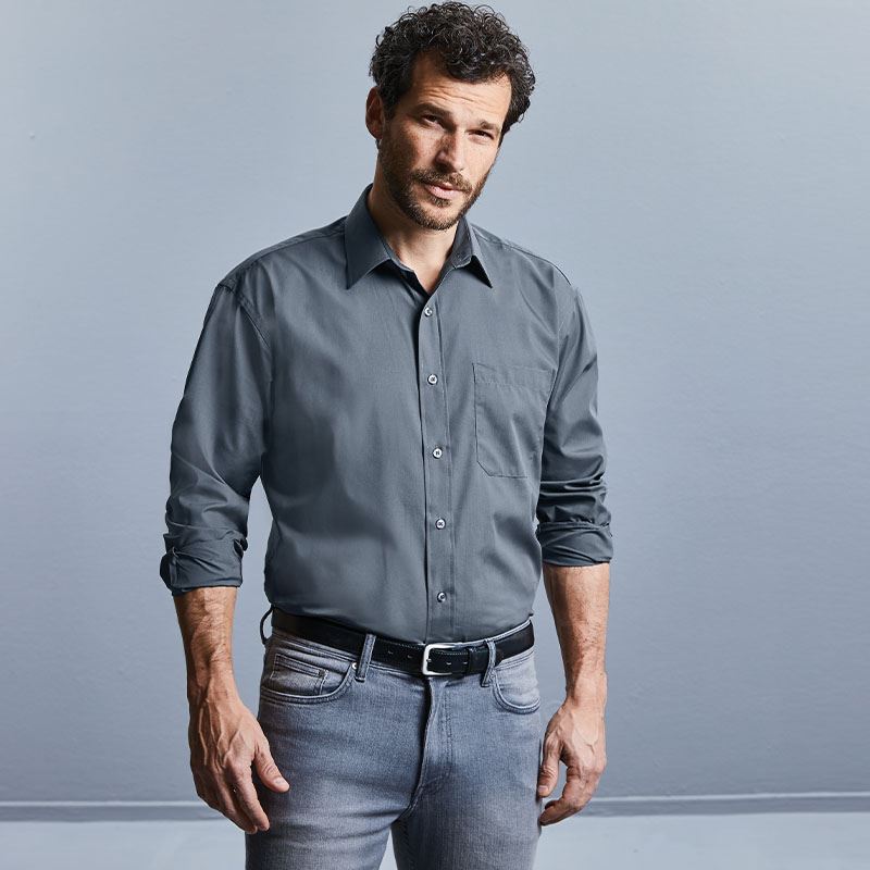 Russell 934M Long Sleeve Easy Care Poplin Shirt