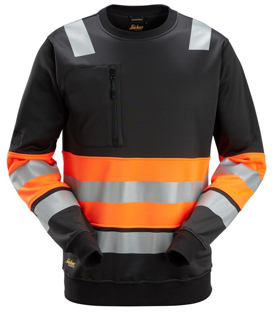 Snickers 8031 High-Vis Class 1 Sweatshirt Black / Hi Viz Orange