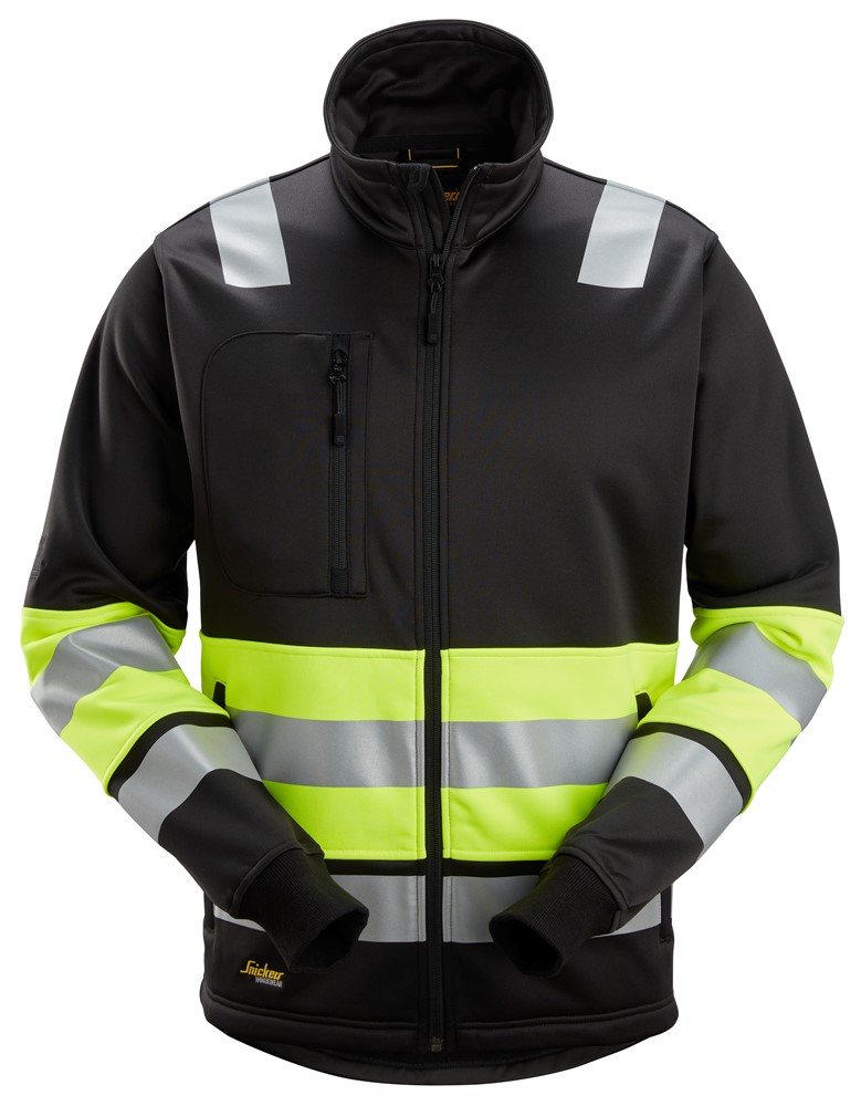 Snickers 8034 High-Vis Class 1 Full Zip Jacket (Black / Hi Vis Yellow)